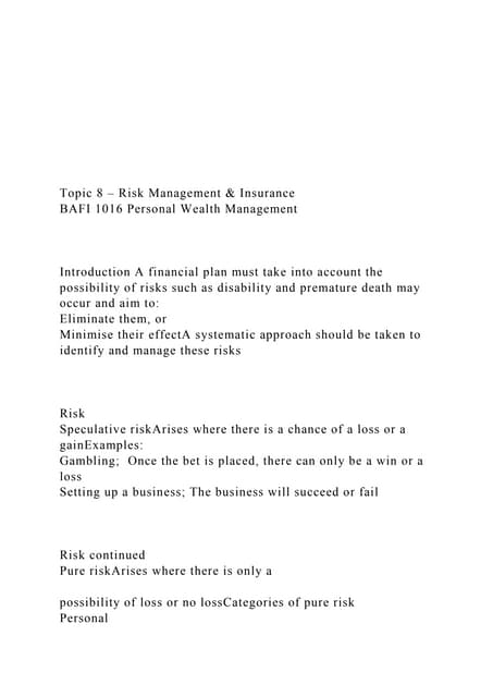Chapter 02 - Insurance and Risk | PPT