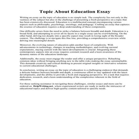 Topic About Education Essay | PDF