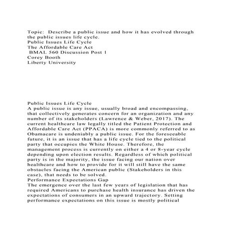 Topic Describe a public issue and how it has evolved through the.docx