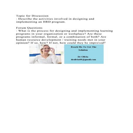 Topic for Discussion Describe the activities involved in designin | DOCX