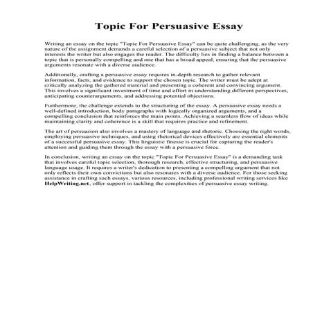 Topic For Persuasive Essay. University of Detroit Mercy | PDF