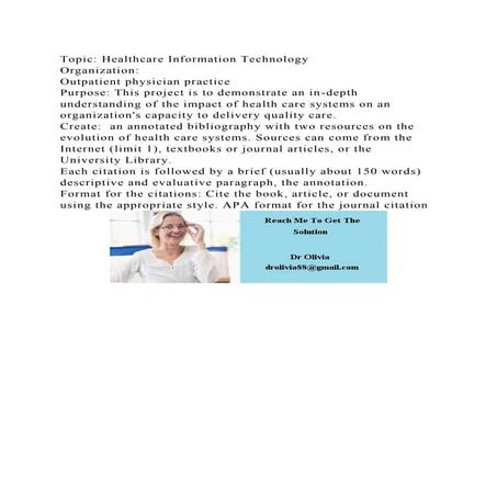 Topic Healthcare Information TechnologyOrganization Outpatient.docx