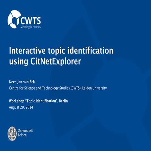Interactive topic identification using CitNetExplorer | PPT