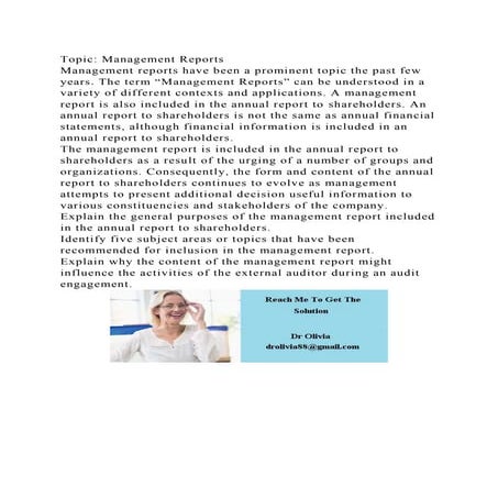 Topic Management ReportsManagement reports have been a prominent .docx