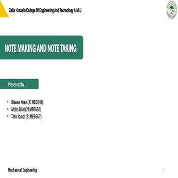 Note making is the process of summarizing information in a structured ...