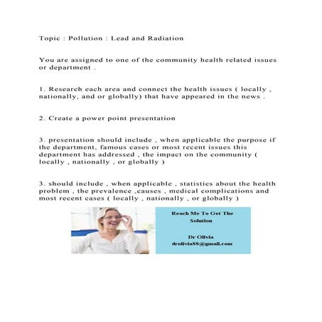 Topic Pollution Lead and Radiation You are assigned to one | DOCX ...