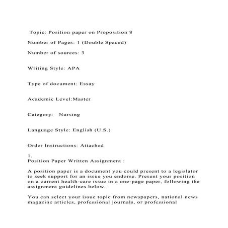 Topic Position paper on Proposition 8Number of Pages 1 (Dou.docx