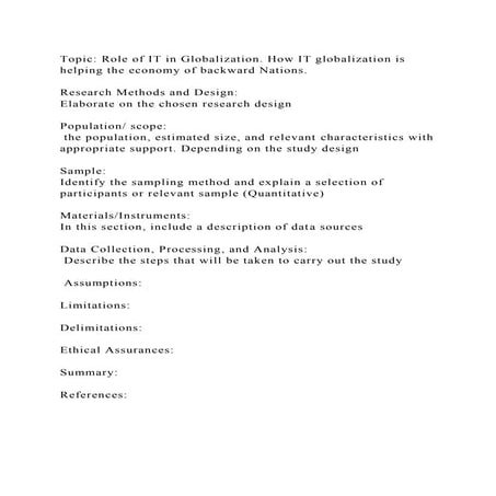 Topic Role of IT in Globalization. How IT globalization is helping .docx