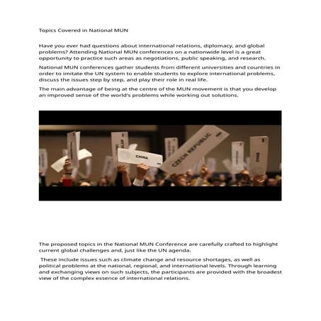 Topics Covered in Model United Nations I | DOCX