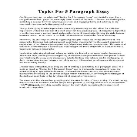 Topics For 5 Paragraph Essay. How to Write a 5 Paragraph Essay: Guide ...