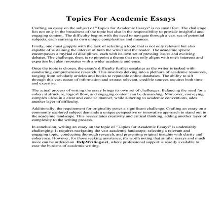 Topics For Academic Essays | PDF
