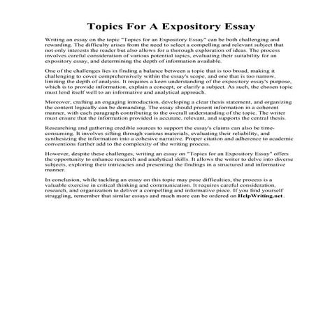 Topics For A Expository Essay. How To Write An Expository Essay 7 Best ...