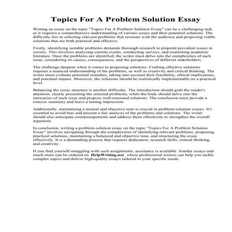 Topics For A Problem Solution Essay | PDF