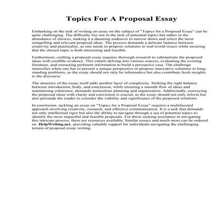 Topics For A Proposal Essay. Philadelphia College of Osteopathic ...