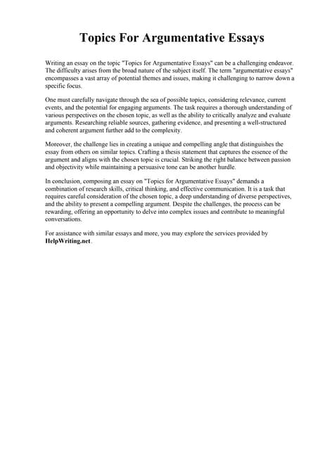 Interpretive Essay Topics | PDF