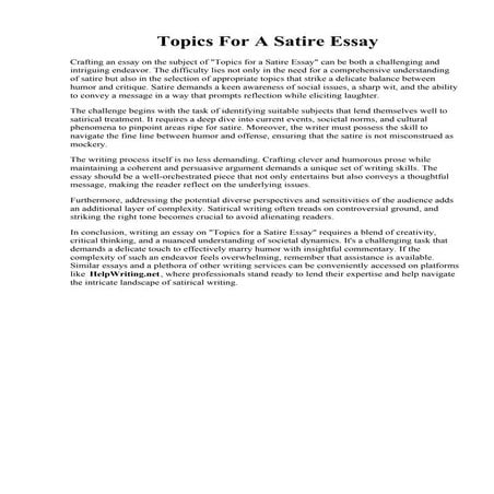 Topics For A Satire Essay | PDF