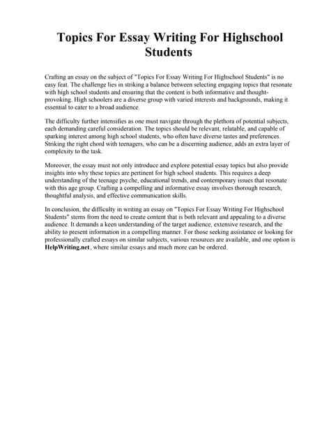 English Essays For High School Students.pdf | Secondary Education ...