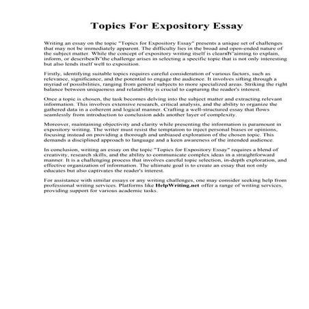 Topics For Expository Essay | PDF
