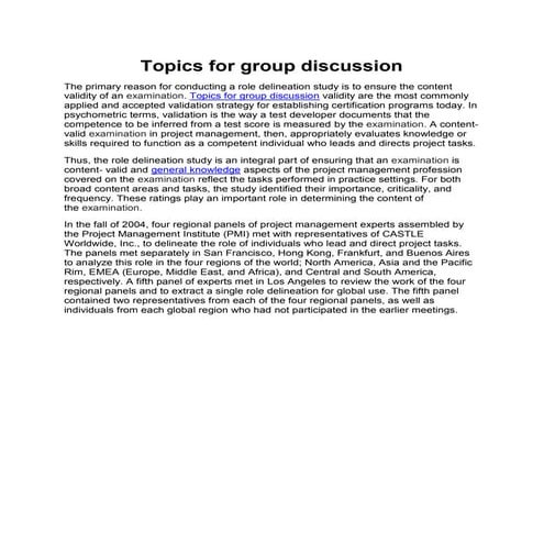 Topics for group discussion | PDF | Education