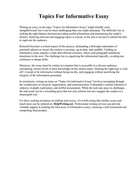 Informative Essay.pdf | Homework and Study | Education