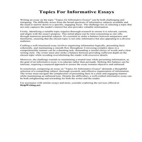 Topics For Informative Essays. Westchester Community College | PDF ...