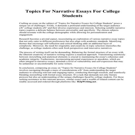 Topics For Narrative Essays For College Students.pdf