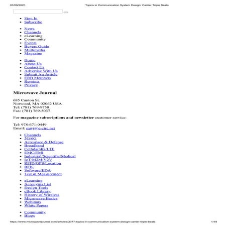 Topics in communication system design carrier triple beats | PDF
