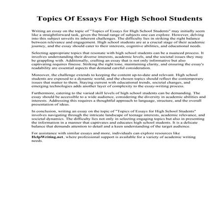 Topics Of Essays For High School Students.pdf