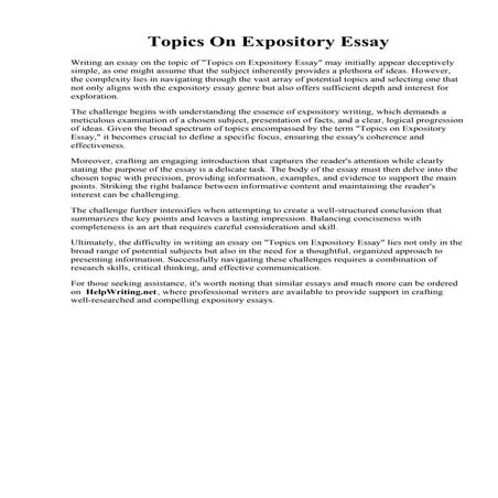 Topics On Expository Essay. Great expository essay topics. 100 Powerful ...