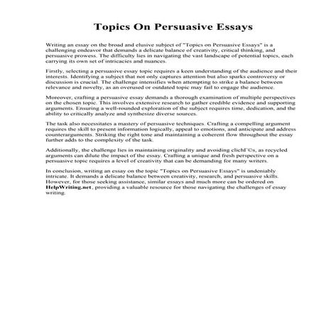 Famous Persuasive Essays | PDF