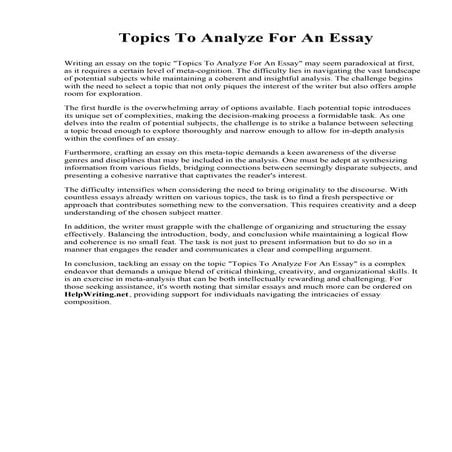 Topics To Analyze For An Essay.pdf | Homework and Study | Education