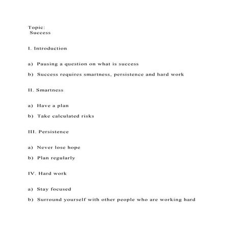 Topic SuccessI. Introductiona) Pausing a question on | DOCX | Career ...