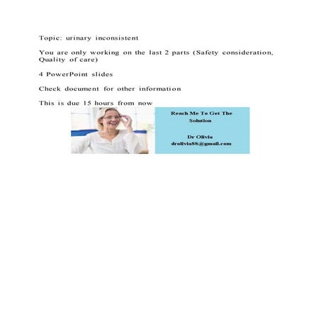 Topic urinary inconsistent You are only working on the last 2 p | PDF