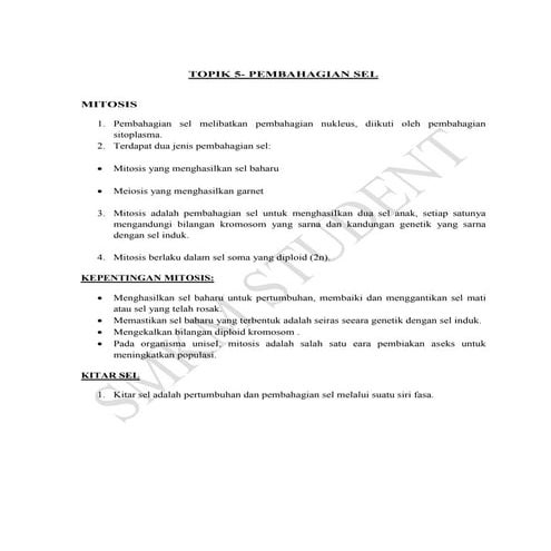 Topik 5. PEMBAHAGIAN SEL | PDF