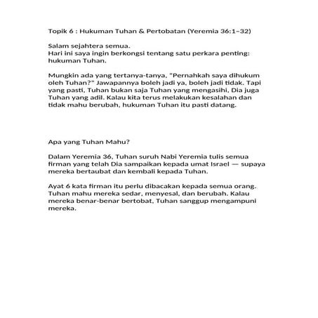 Topik 6 : Responmu Menentukan Hukumanmu" | DOCX