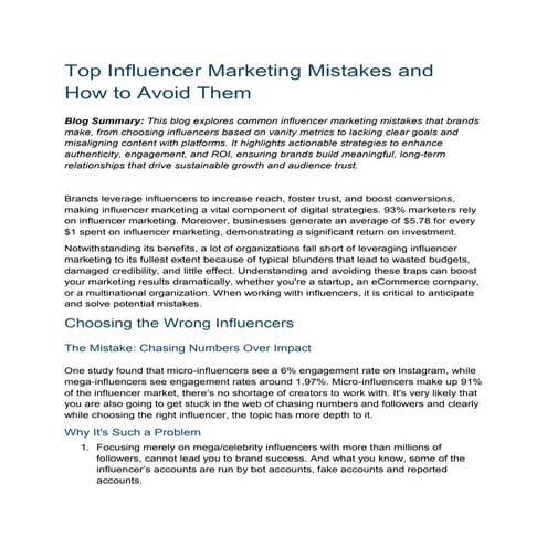 Top Influencer Marketing Mistakes and How to Avoid Them | PDF