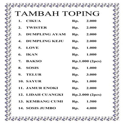 TOPING SEBLAK ANEKA MENU ANEKA RASA HARGA MURAHMERIAH | PDF