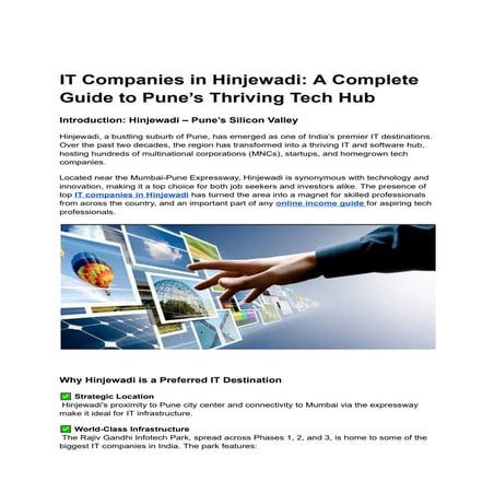 IT Companies in Magarpatta: A Thriving IT Hub in Pune | PDF