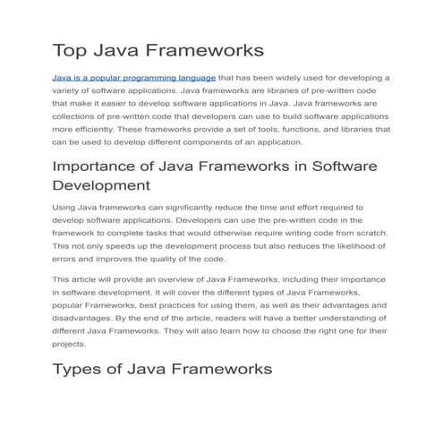 Top Java Frameworkspdf Programming Languages Computing 4365
