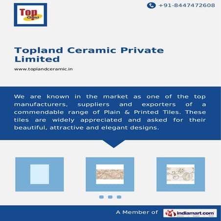 Topland Ceramic Private Limited, Morvi, Plain & Printed Tiles | PDF ...
