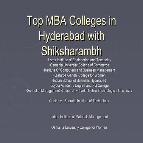 Top mba colleges in hyderabad with shiksharambh | PPT | Business and ...