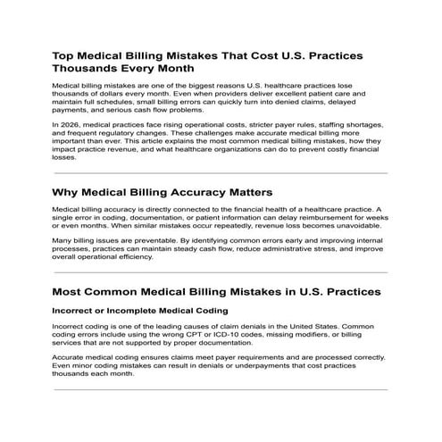Common Medical Billing Mistakes That Cost Practices Money and How to ...