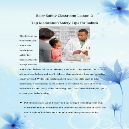 Baby Safty Classroom Lesson 2, Top medication safety for babies . | PDF