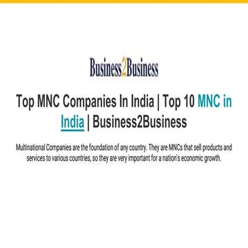 Top MNC Companies In India _ Top 10 MNC in India _ Business2business.pptx