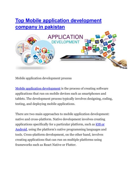 Top Mobile Application Development Company In Pakistan Pdf