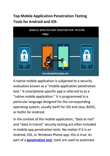 Top Mobile Application Penetration Testing Tools For Android And Iospdf