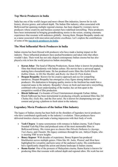 Top 10 Indian Film Producers Revolutionizing Cinema in 2025 | PPT