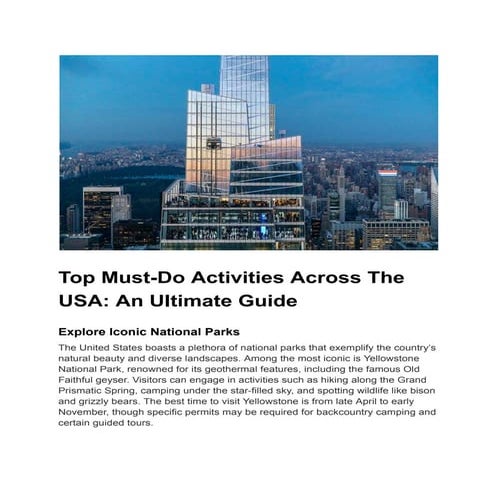 USA Adventures Unleashed: Your Essential Guide to 'Must-Do' Activities ...