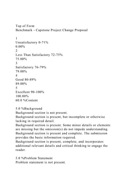 Benchmark - Capstone Project Change Proposal In this assignment, | DOCX ...