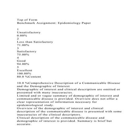 Top of FormBenchmark Assignment Epidemiology Paper 1Unsat.docx
